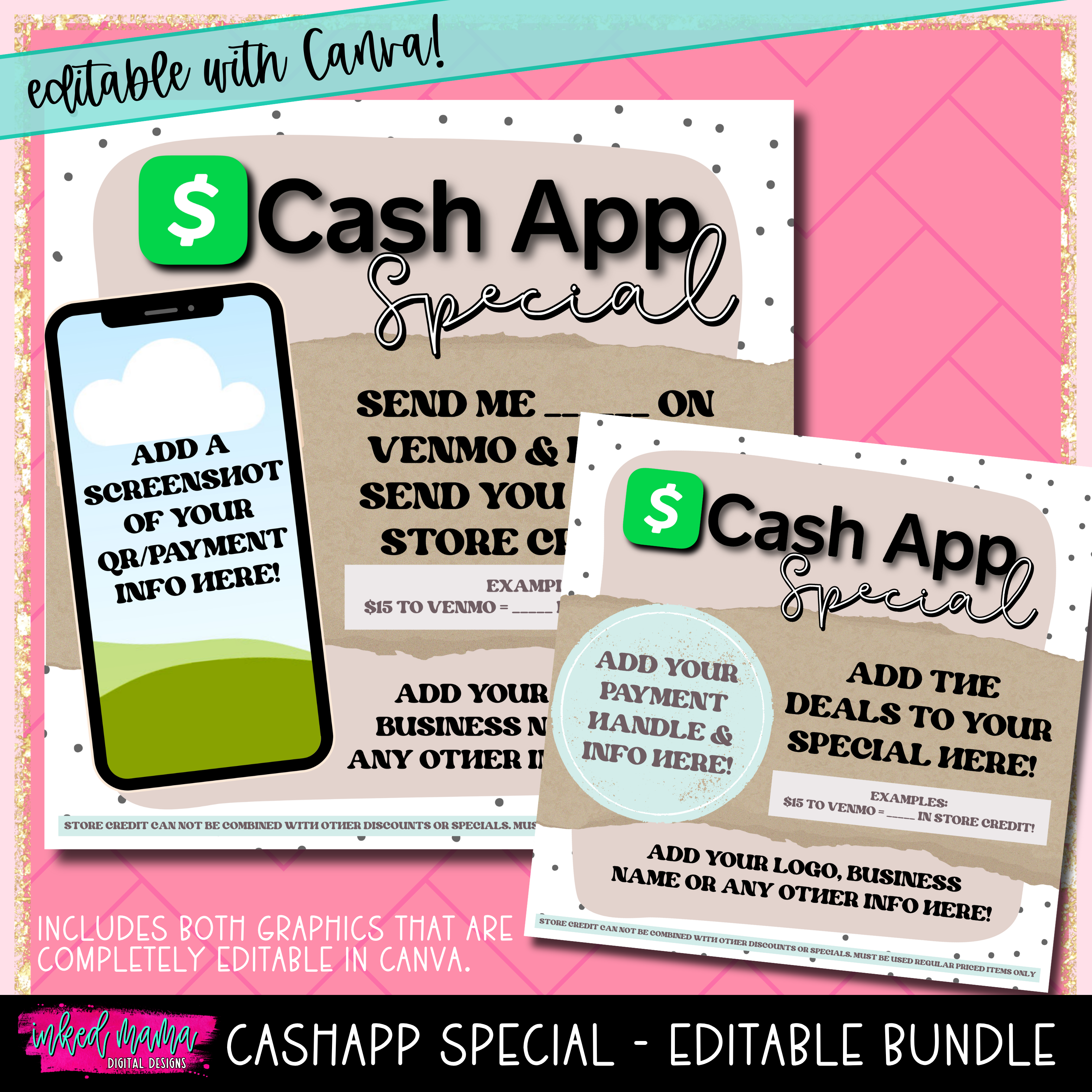 Cashapp Special Editable Graphic Bundle – Inked Mama Digital Designs