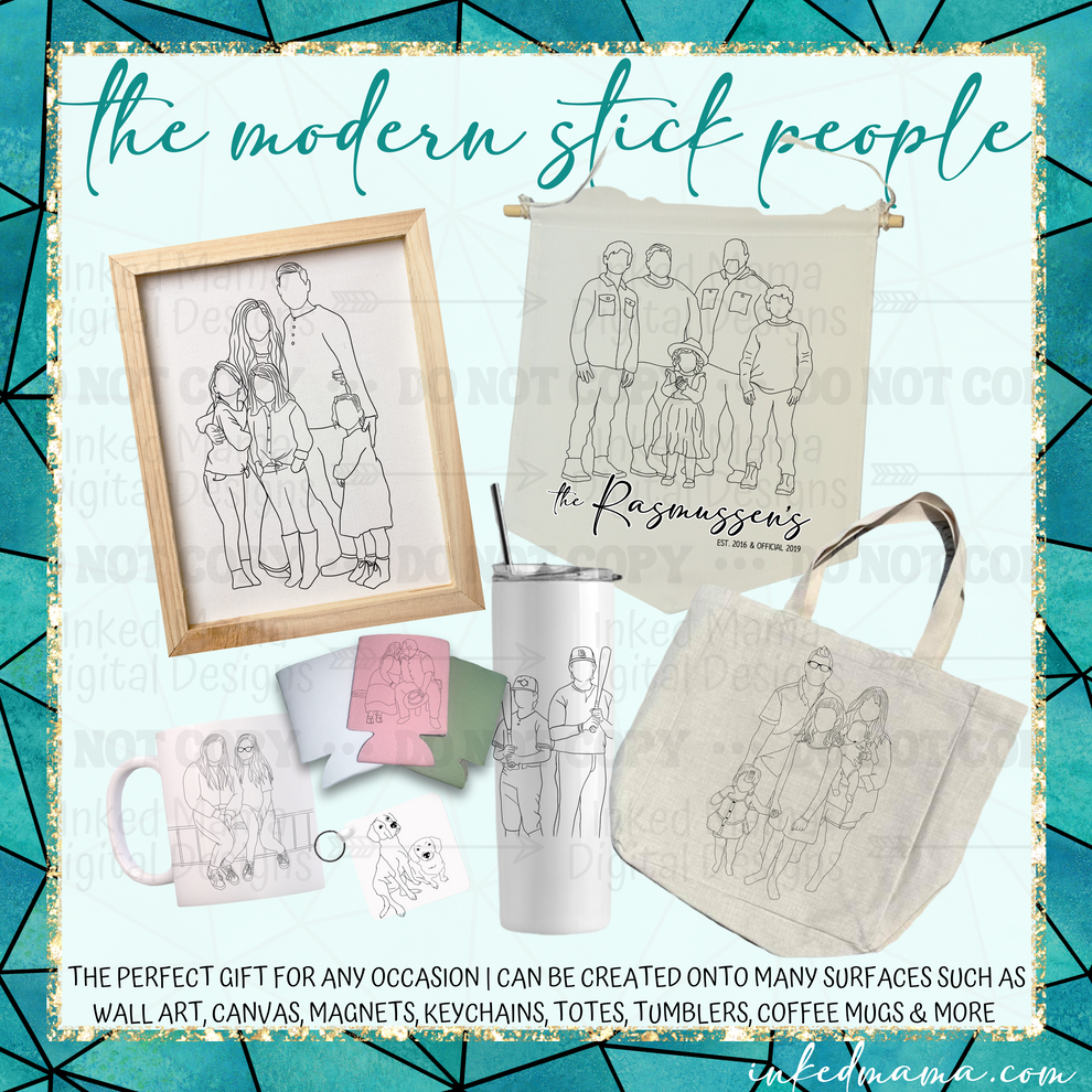 The Modern Stick People | Sketch Line Drawings | Digital File or Physi ...