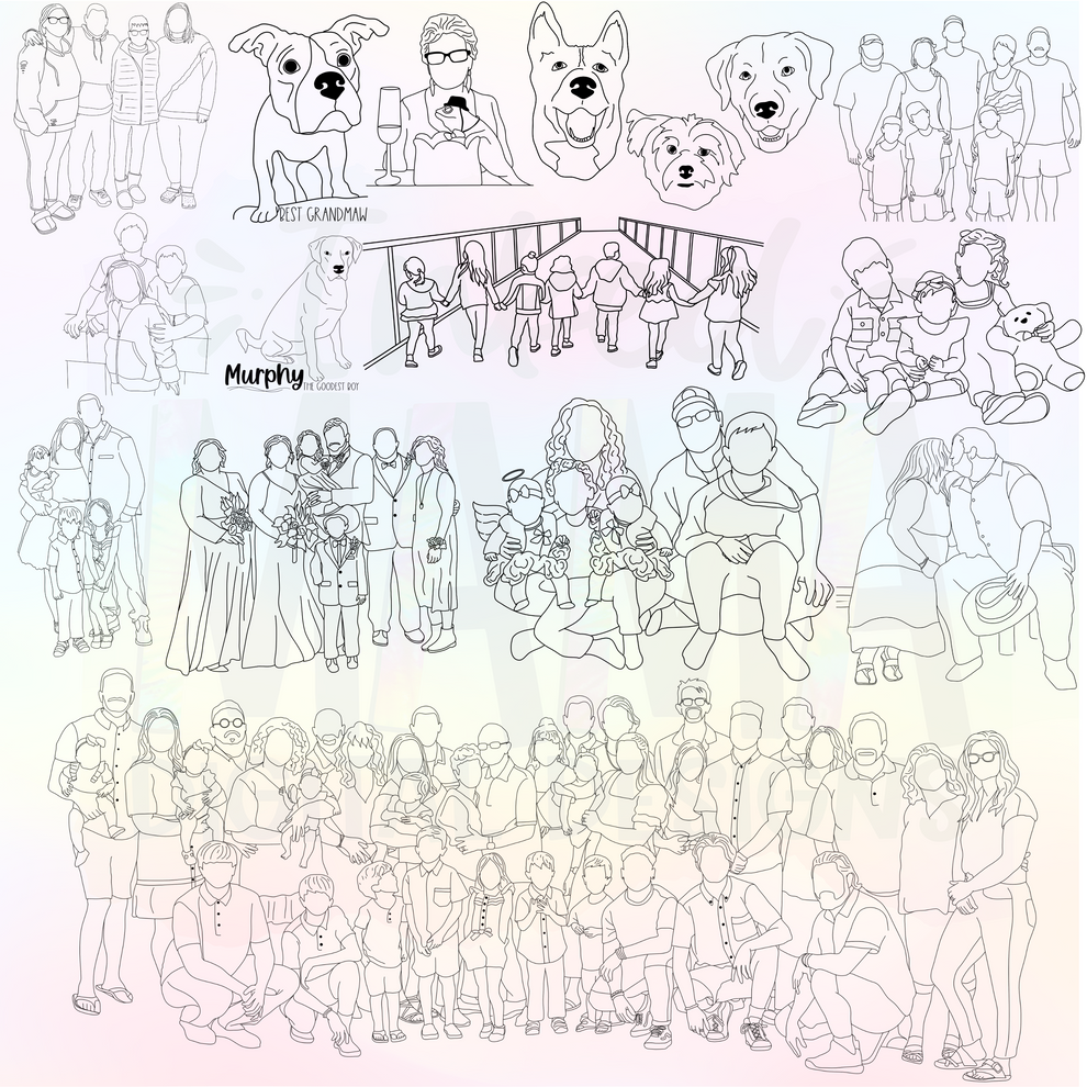 The Modern Stick People | Sketch Line Drawings | Digital File or Physi ...
